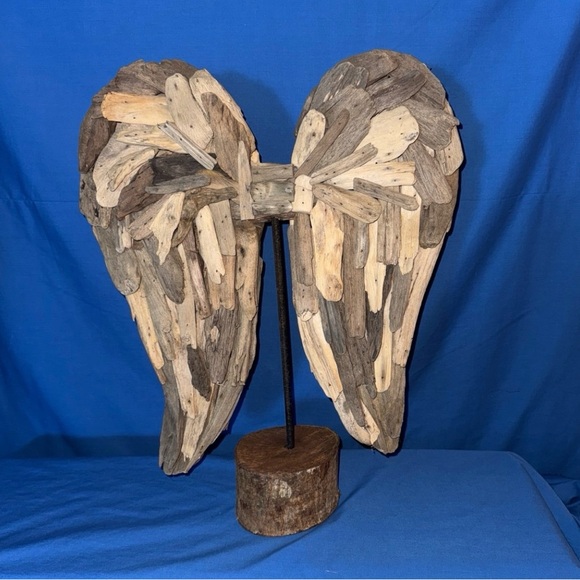 Accents | Double Sided Driftwood Angel Wings Mounted On A Metal Rod ...